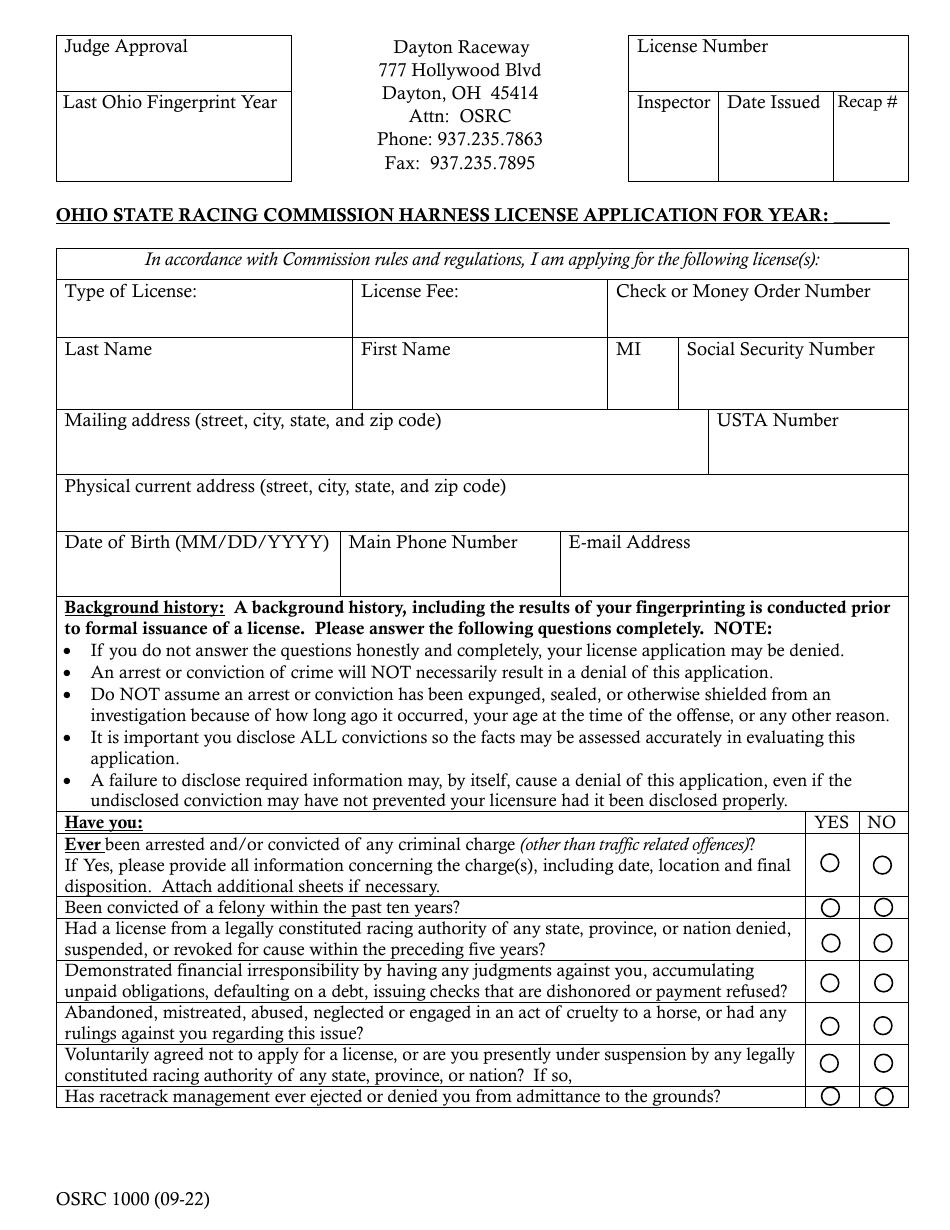 Form OSRC1000 - Fill Out, Sign Online and Download Fillable PDF, Ohio ...