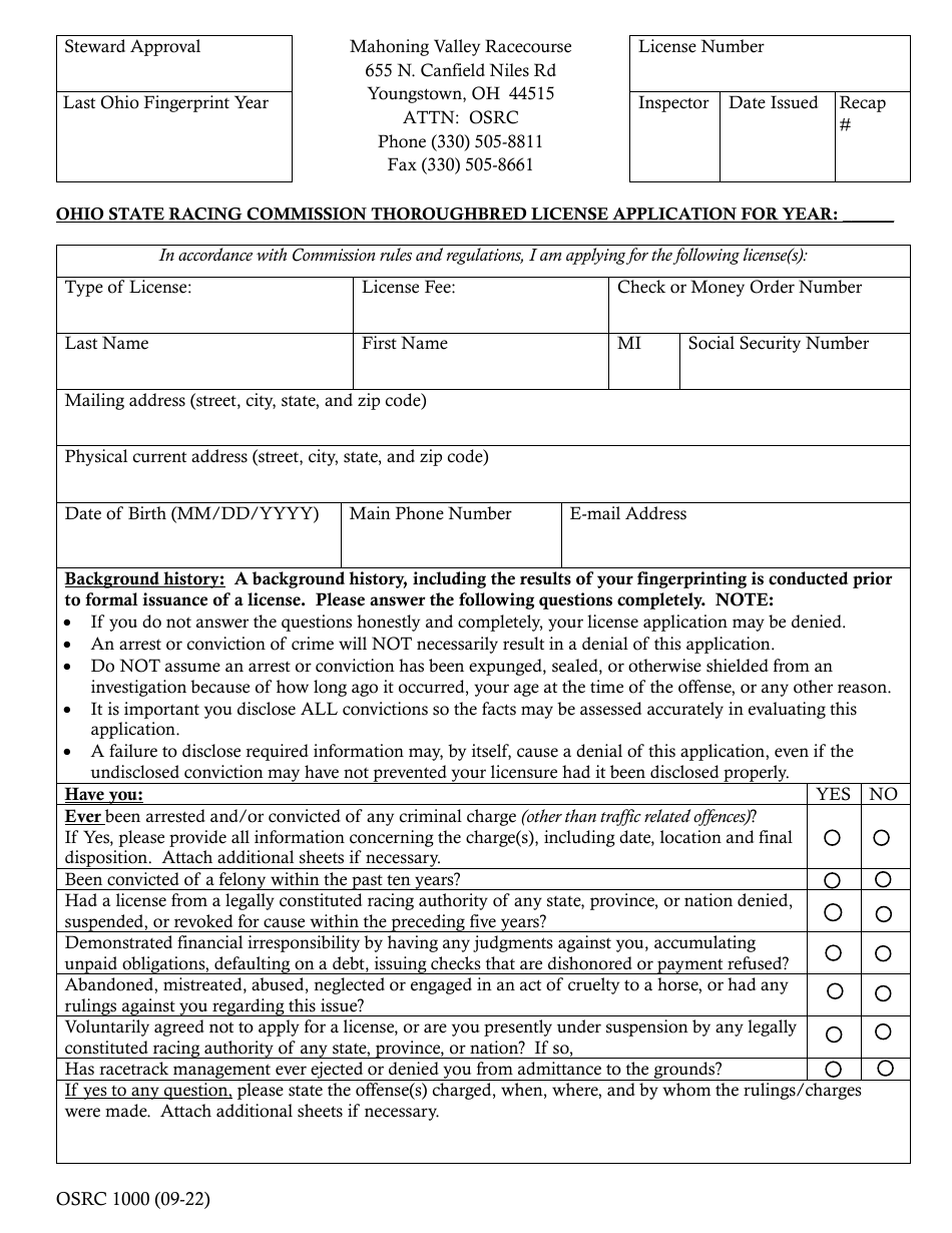 Form OSRC1000 - Fill Out, Sign Online and Download Fillable PDF, Ohio ...