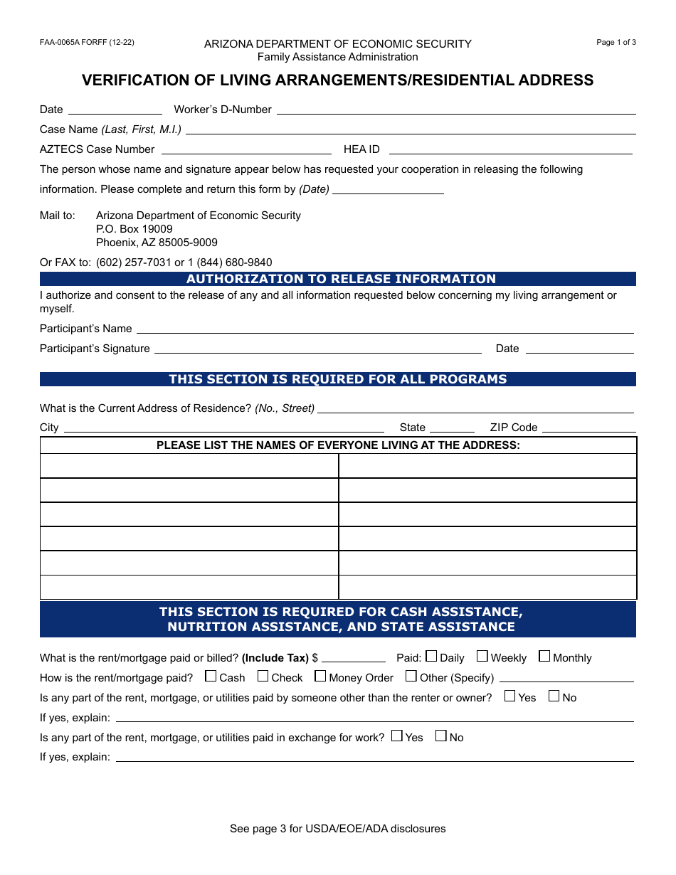 Form FAA-0065A - Fill Out, Sign Online and Download Fillable PDF ...