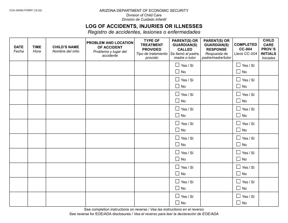 Form CCA-0005A - Fill Out, Sign Online and Download Fillable PDF ...
