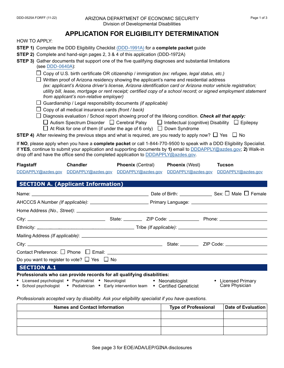 Form DDD-0525A - Fill Out, Sign Online and Download Fillable PDF ...
