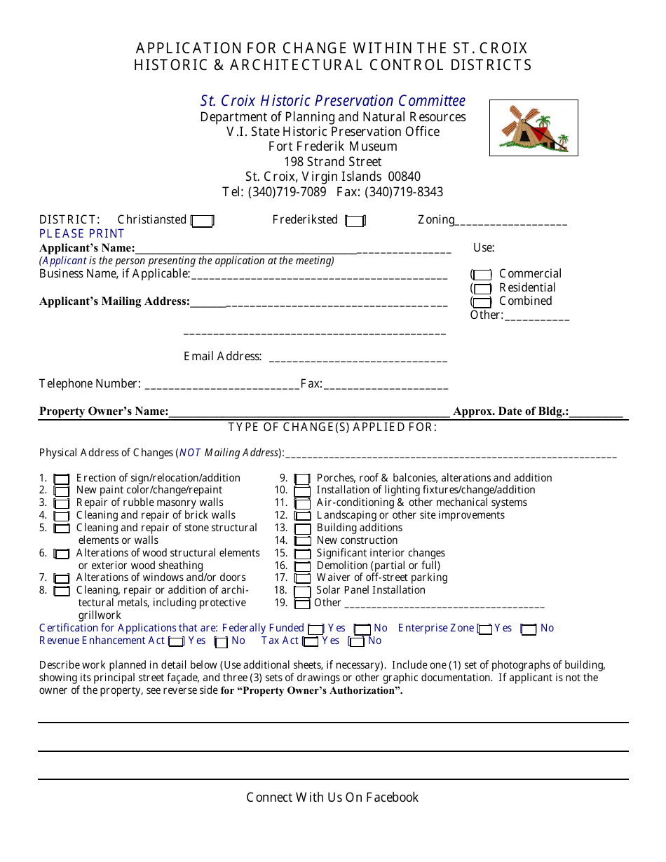 Virgin Islands Application for Change Within the St. Croix Historic ...