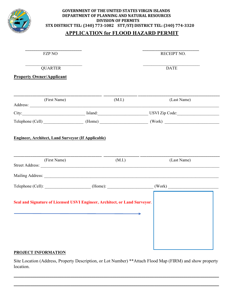 Virgin Islands Application for Flood Hazard Permit - Fill Out, Sign Online and Download PDF ...