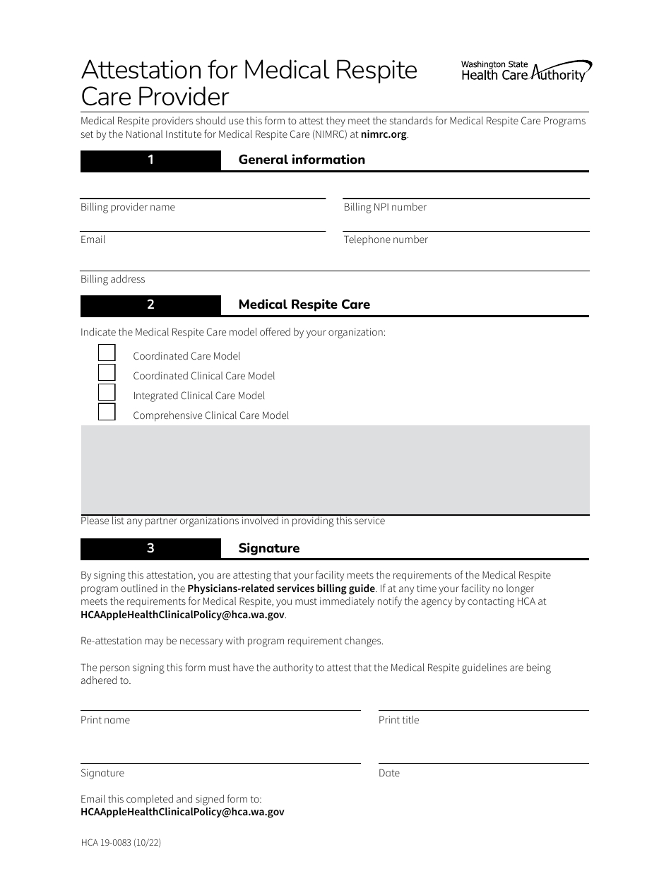 Form HCA19-0083 - Fill Out, Sign Online and Download Fillable PDF ...