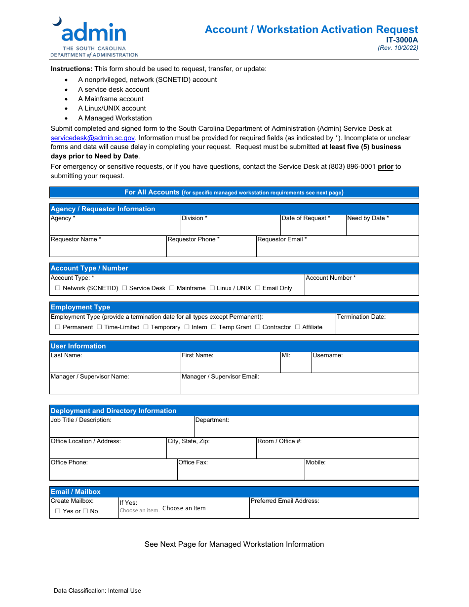 Form IT-3000A Download Fillable PDF or Fill Online Account/Workstation ...