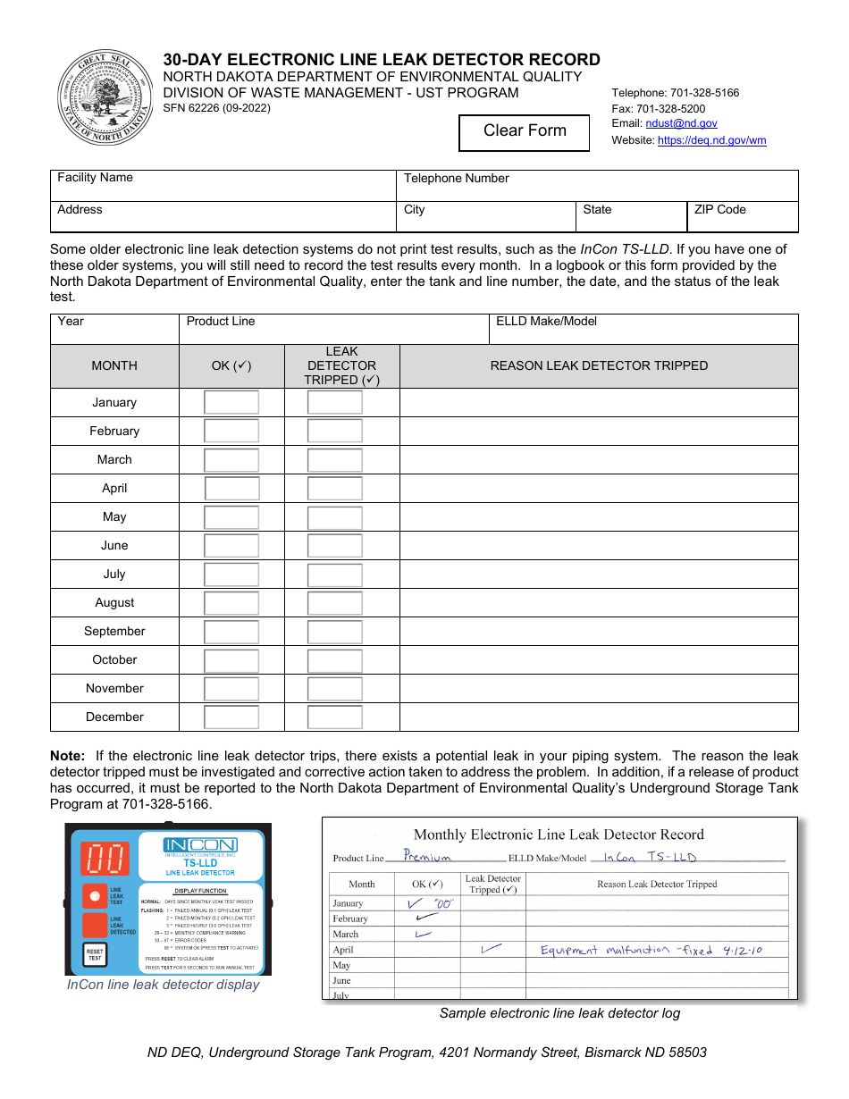 Form SFN62226 - Fill Out, Sign Online and Download Fillable PDF, North ...