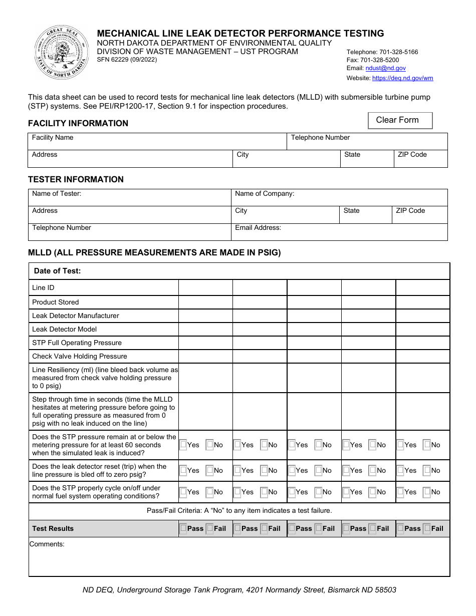 Form SFN62229 - Fill Out, Sign Online and Download Fillable PDF, North ...