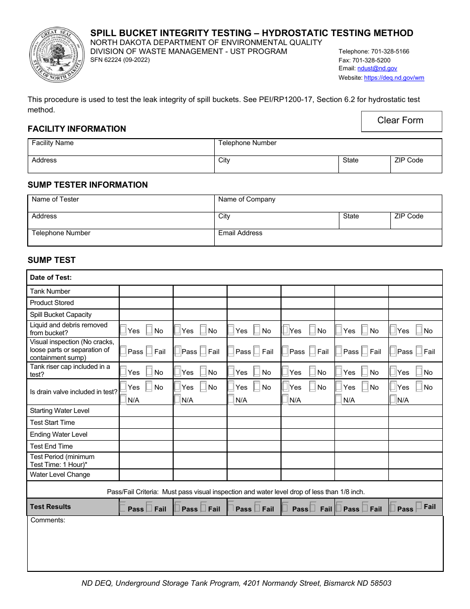 Form SFN62224 - Fill Out, Sign Online and Download Fillable PDF, North ...