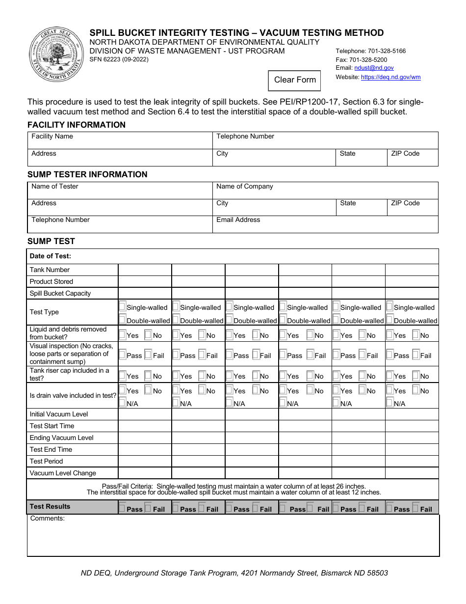 Form SFN62223 - Fill Out, Sign Online and Download Fillable PDF, North ...