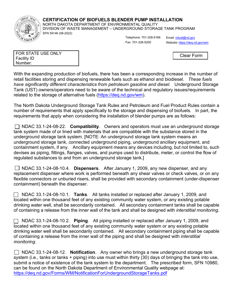 Form SFN59146 - Fill Out, Sign Online and Download Fillable PDF, North ...
