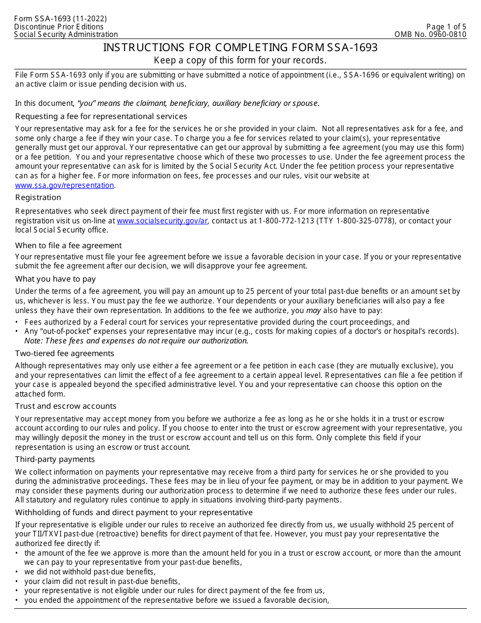 Form SSA-1693 - Fill Out, Sign Online and Download Fillable PDF ...