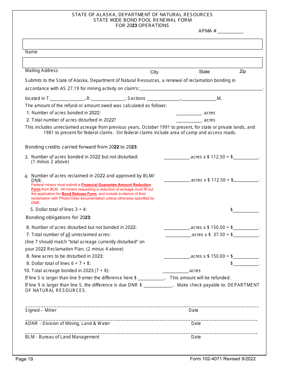Form 102-4071 - 2023 - Fill Out, Sign Online and Download Fillable PDF ...