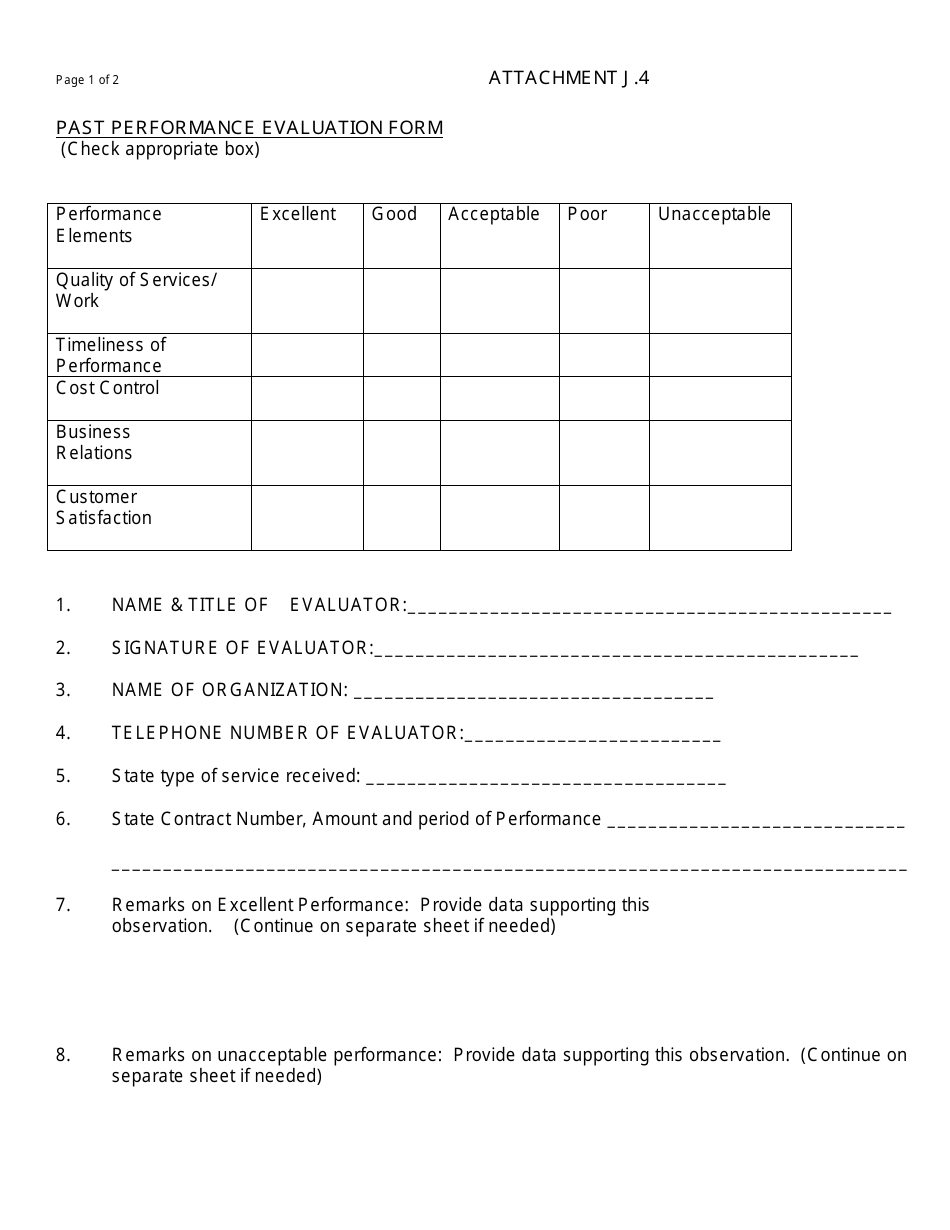 Washington, D.C. Past Performance Evaluation Form - Fill Out, Sign ...