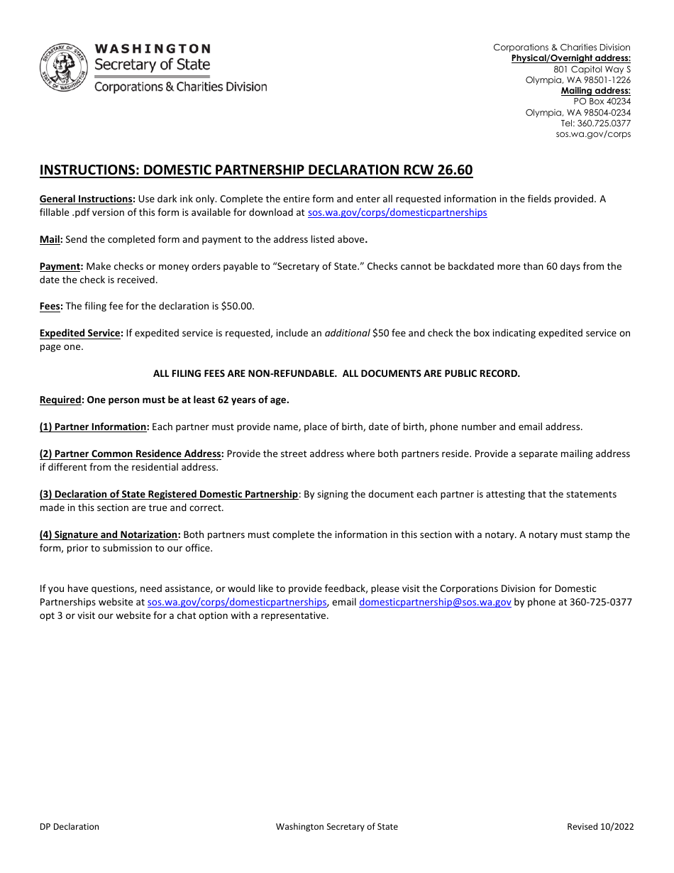 Washington Domestic Partnership Declaration - Fill Out, Sign Online and ... Washington Domestic Partnership Declaration - Fill Out, Sign Online and ...