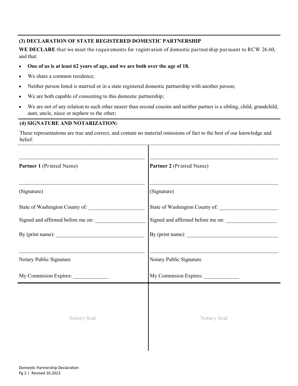 Washington Domestic Partnership Declaration - Fill Out, Sign Online and ... Washington Domestic Partnership Declaration - Fill Out, Sign Online and ...