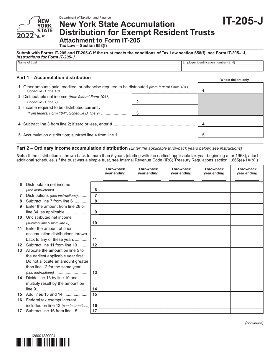 Form IT-205-J - 2022 - Fill Out, Sign Online and Download Fillable PDF ...