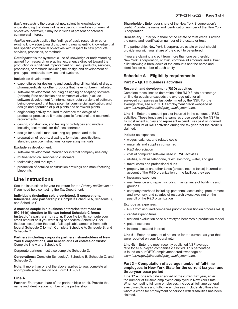 Download Instructions for Form DTF-612 Claim for Qetc Employment Credit PDF, 2022 | Templateroller