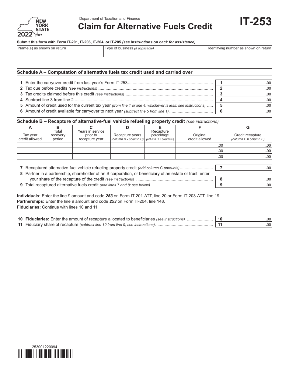 Form IT-253 - 2022 - Fill Out, Sign Online and Download Fillable PDF ...