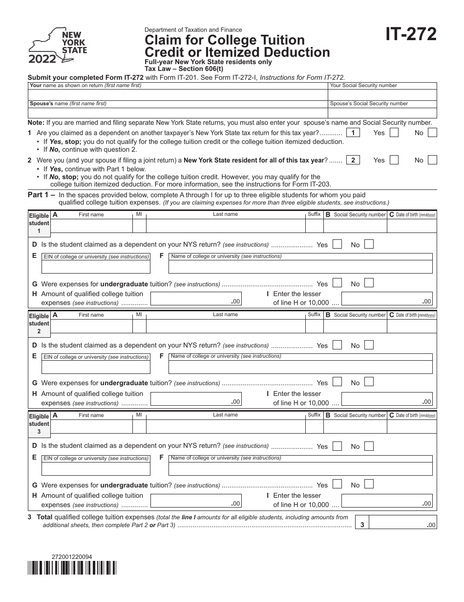 Form IT-272 - 2022 - Fill Out, Sign Online and Download Fillable PDF ...