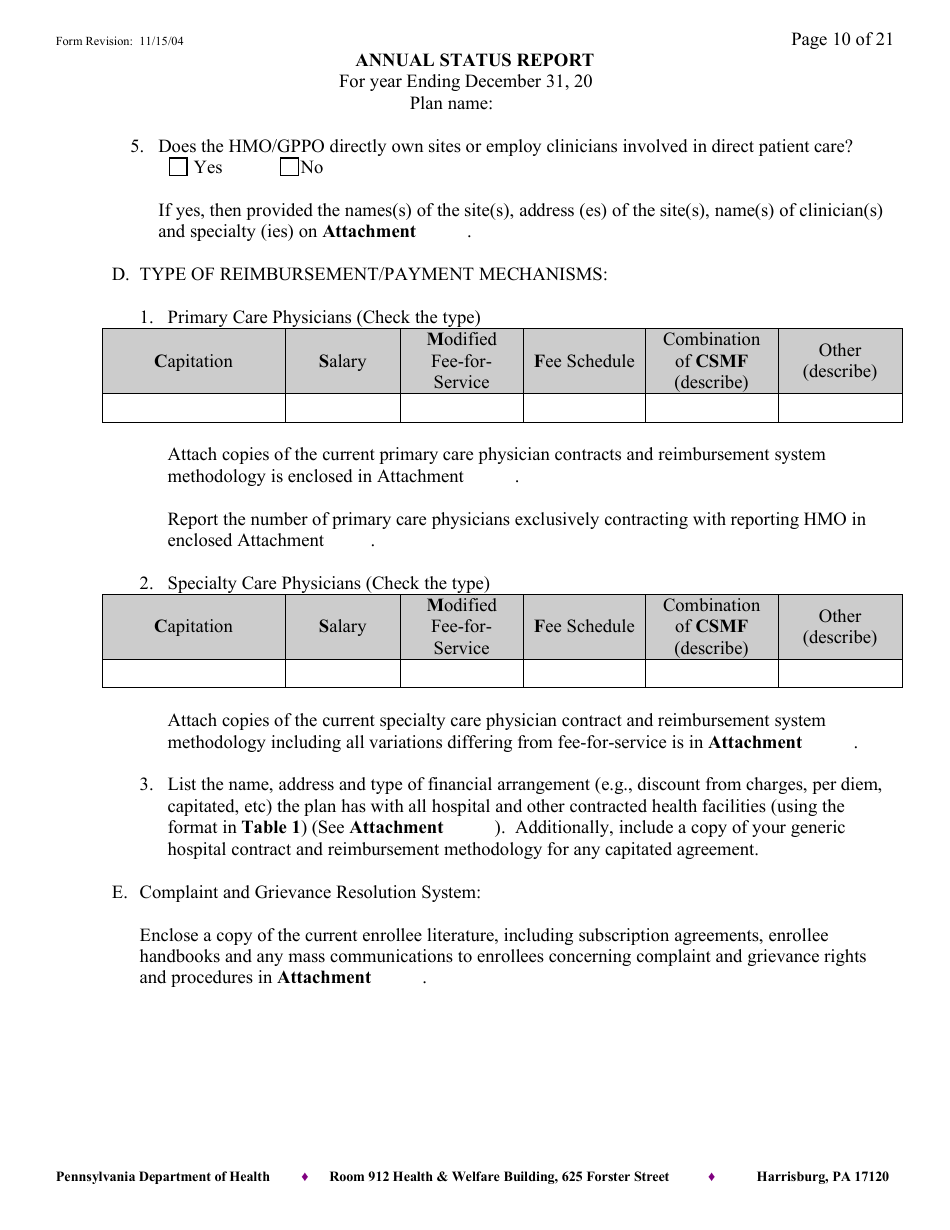 Pennsylvania Annual Status Report - Fill Out, Sign Online and Download ...