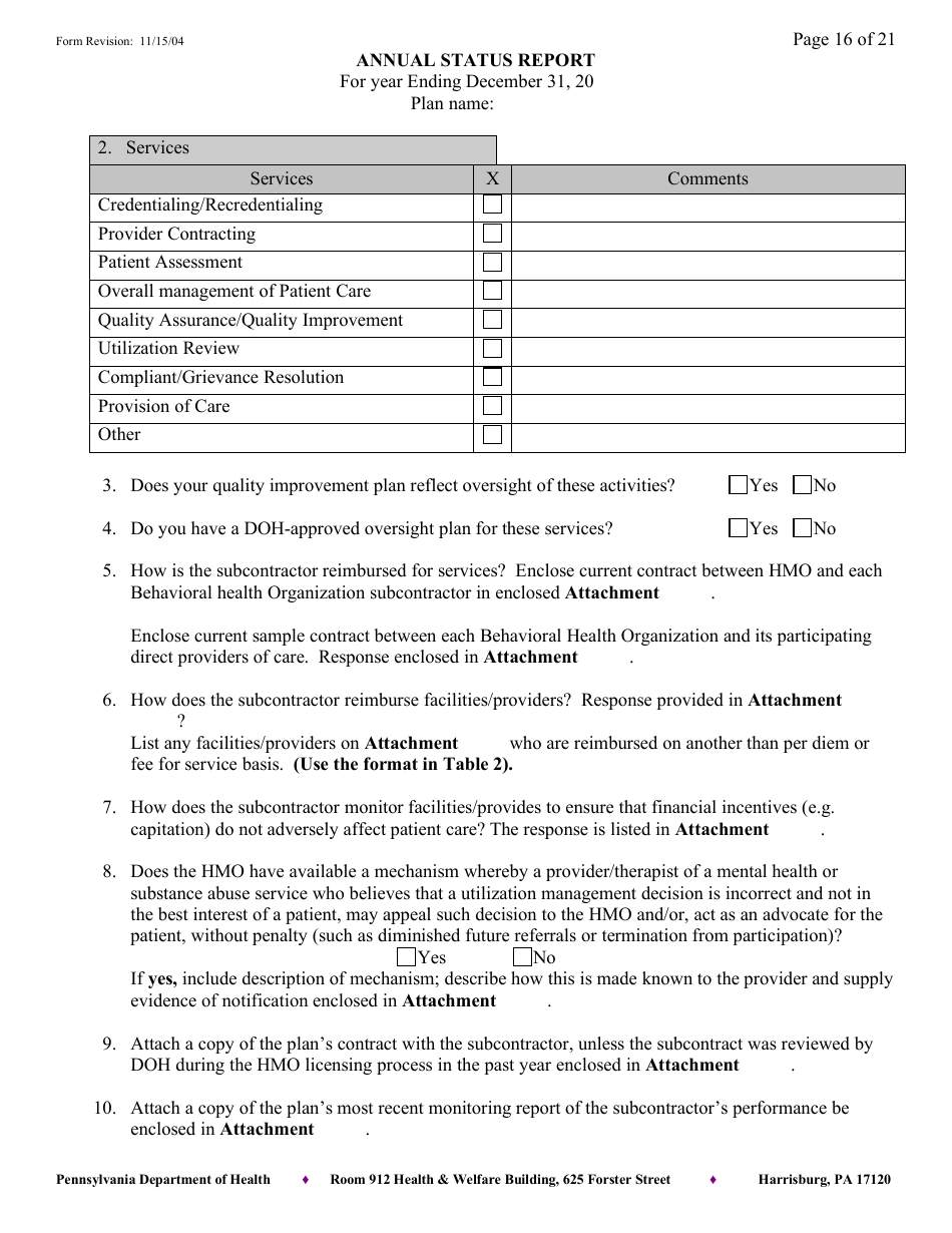 Pennsylvania Annual Status Report - Fill Out, Sign Online and Download ...