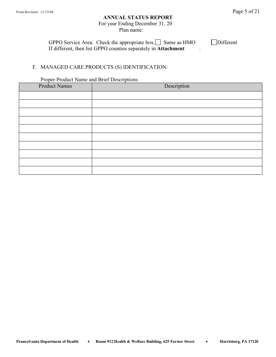 Pennsylvania Annual Status Report - Fill Out, Sign Online and Download ...