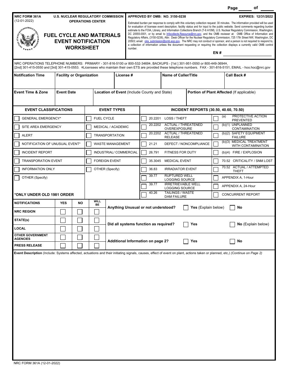 NRC Form 361A - Fill Out, Sign Online and Download Fillable PDF ...