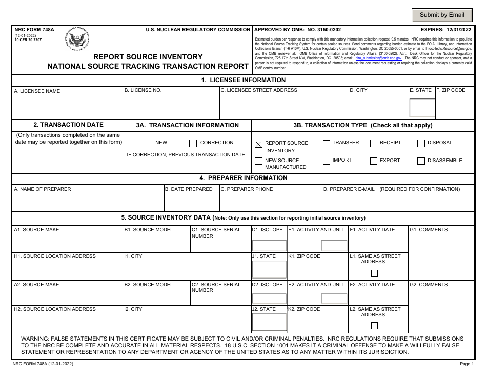 NRC Form 748A - Fill Out, Sign Online and Download Fillable PDF ...