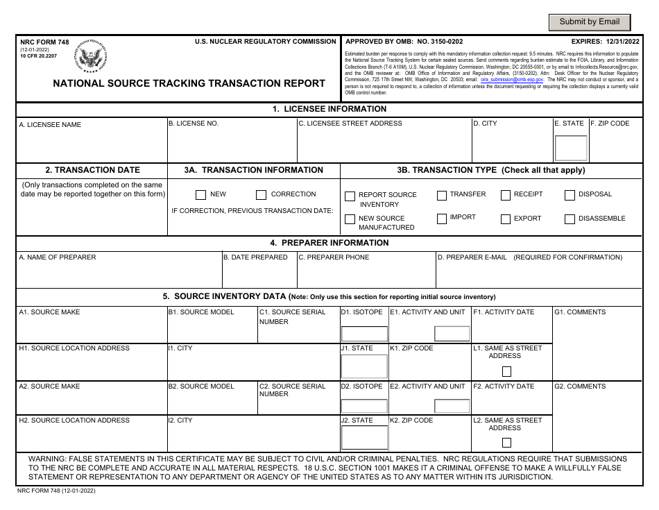 NRC Form 748 - Fill Out, Sign Online and Download Fillable PDF ...