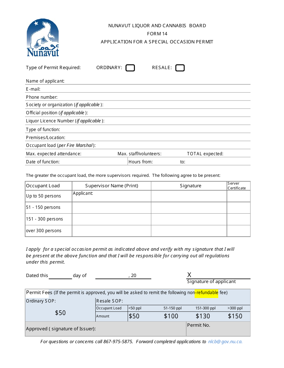 Form 14 - Fill Out, Sign Online and Download Printable PDF, Nunavut ...