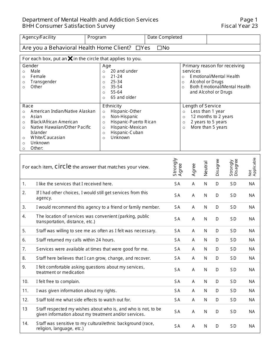 2023 Connecticut Behavioral Health Home Consumer Satisfaction Survey ...