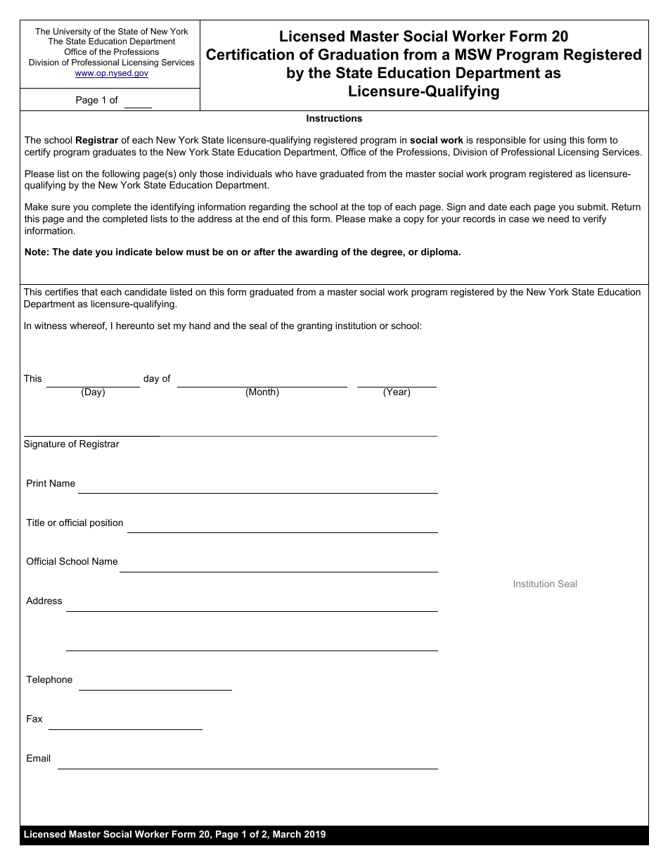Licensed Master Social Worker Form 20 - Fill Out, Sign Online and ...