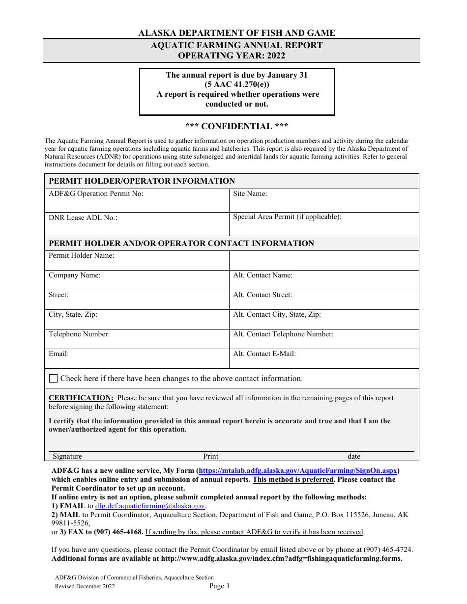 2022 Alaska Aquatic Farming Annual Report Download Printable PDF 2021 ...