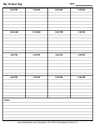 My 16 Hour Day Schedule Template Download Printable PDF | Templateroller