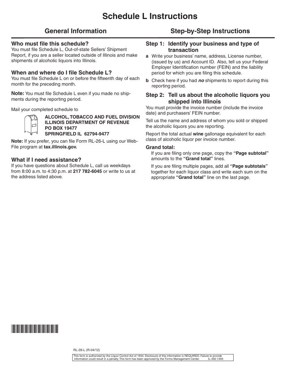 Download Instructions for Form RL-26-L Schedule L Out-of-State Sellers ...