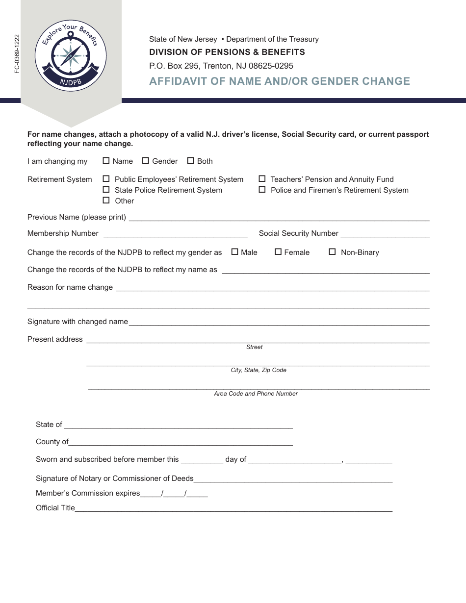 Form FC-0369 Download Printable PDF or Fill Online Affidavit of Name ...
