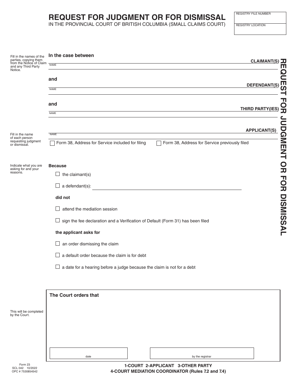 SCR Form 23 (SCL042) - Fill Out, Sign Online and Download Fillable PDF ...