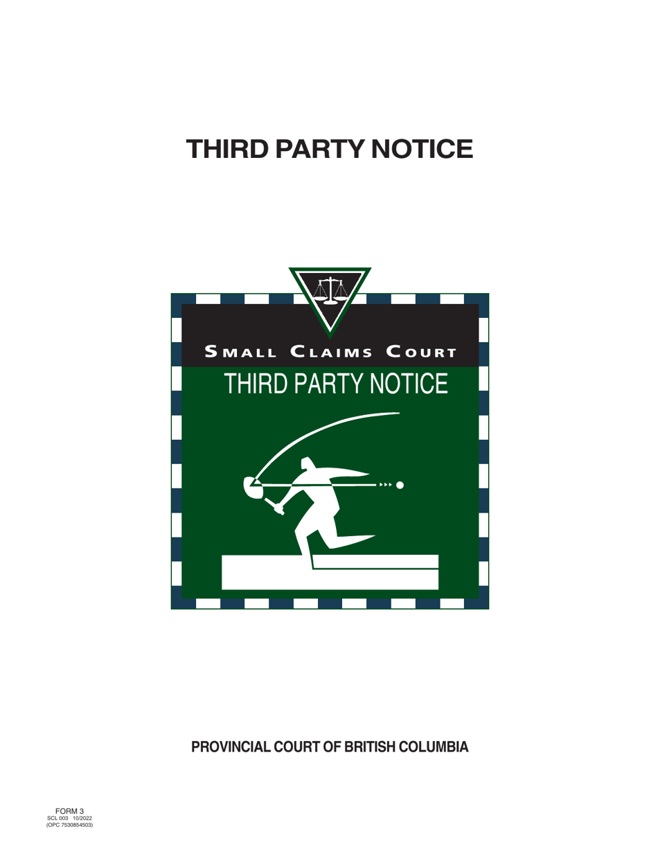 SCR Form 3 (SCL003) - Fill Out, Sign Online and Download Fillable PDF, British Columbia Canada ...