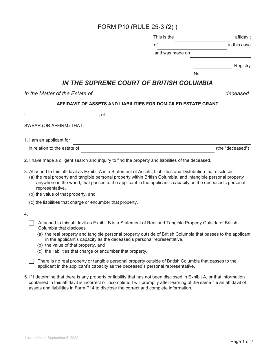 Form P10 - Fill Out, Sign Online and Download Fillable PDF, British ...