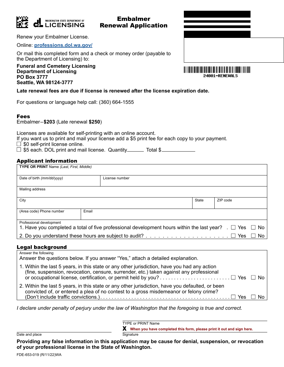 Form FDE-653-019 - Fill Out, Sign Online and Download Fillable PDF ...
