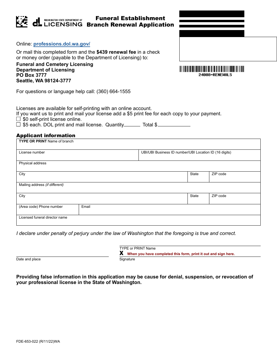 Form FDE-653-022 - Fill Out, Sign Online and Download Fillable PDF ...