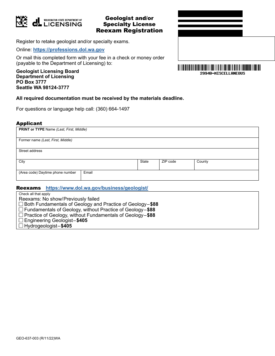 Form GEO-637-003 - Fill Out, Sign Online and Download Fillable PDF ...