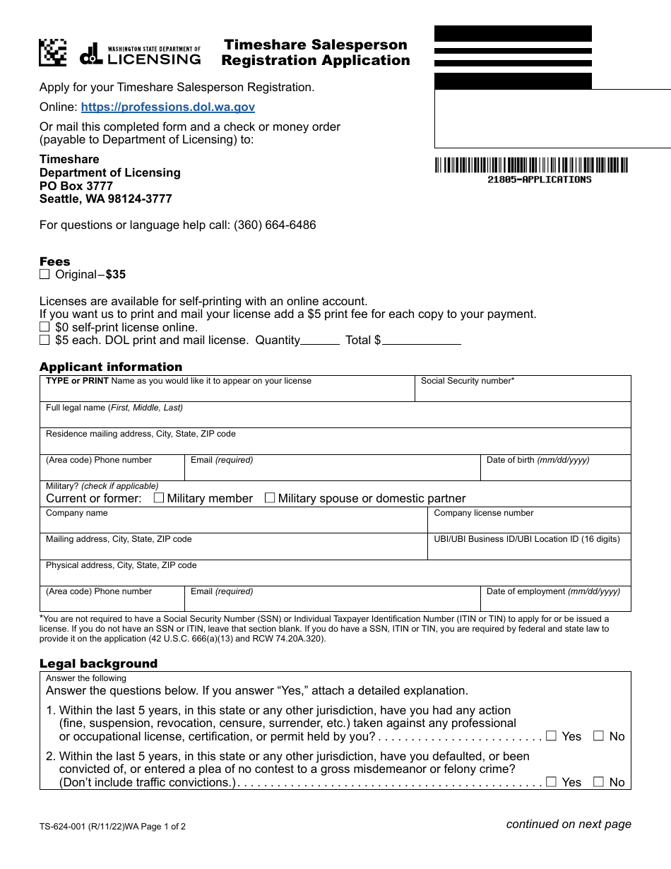 Form TS-624-001 - Fill Out, Sign Online and Download Fillable PDF ...