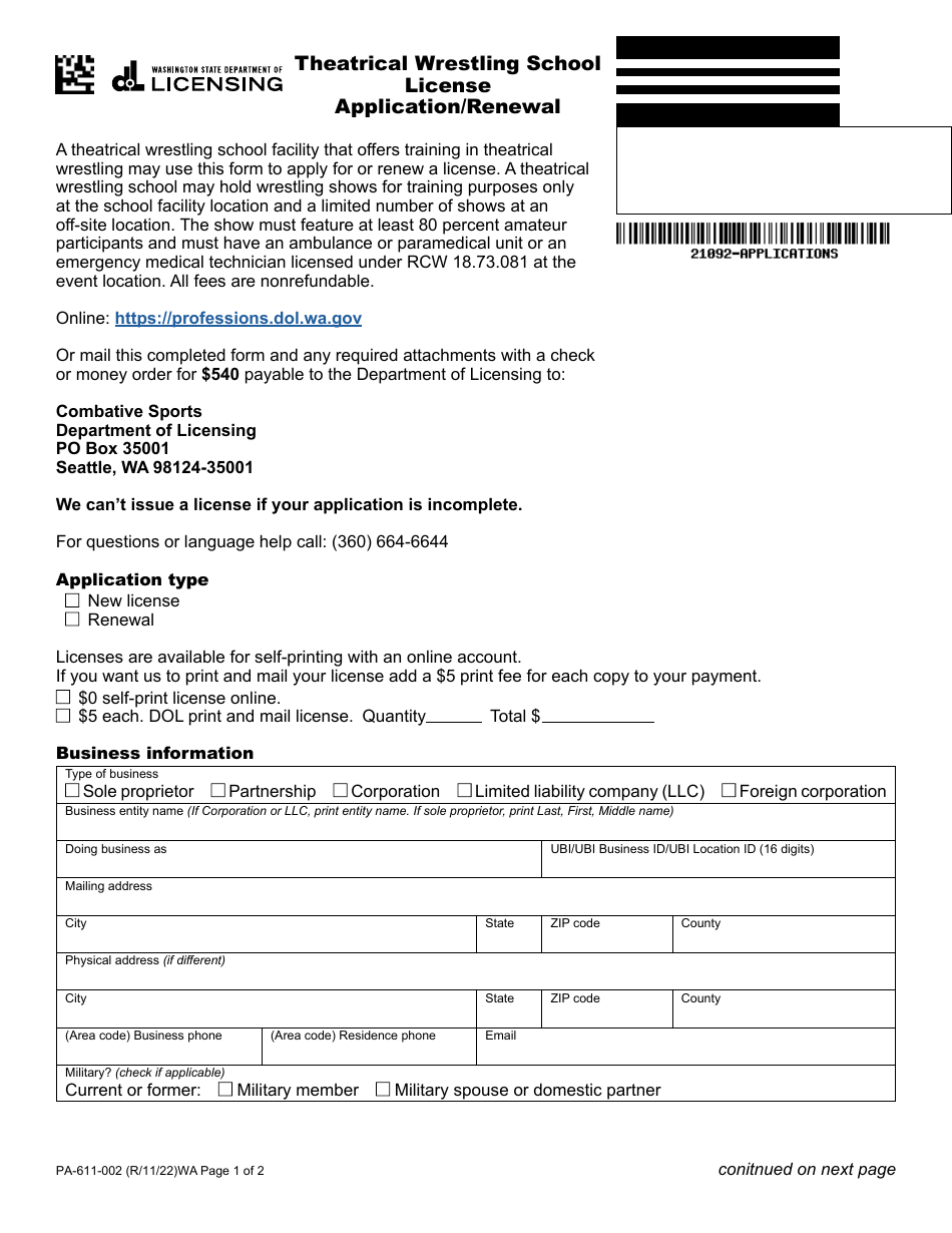 Form PA-611-002 - Fill Out, Sign Online and Download Fillable PDF ...