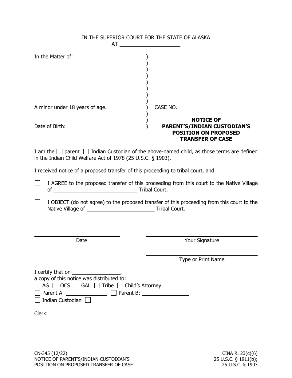 Form CN-345 - Fill Out, Sign Online and Download Fillable PDF, Alaska ...