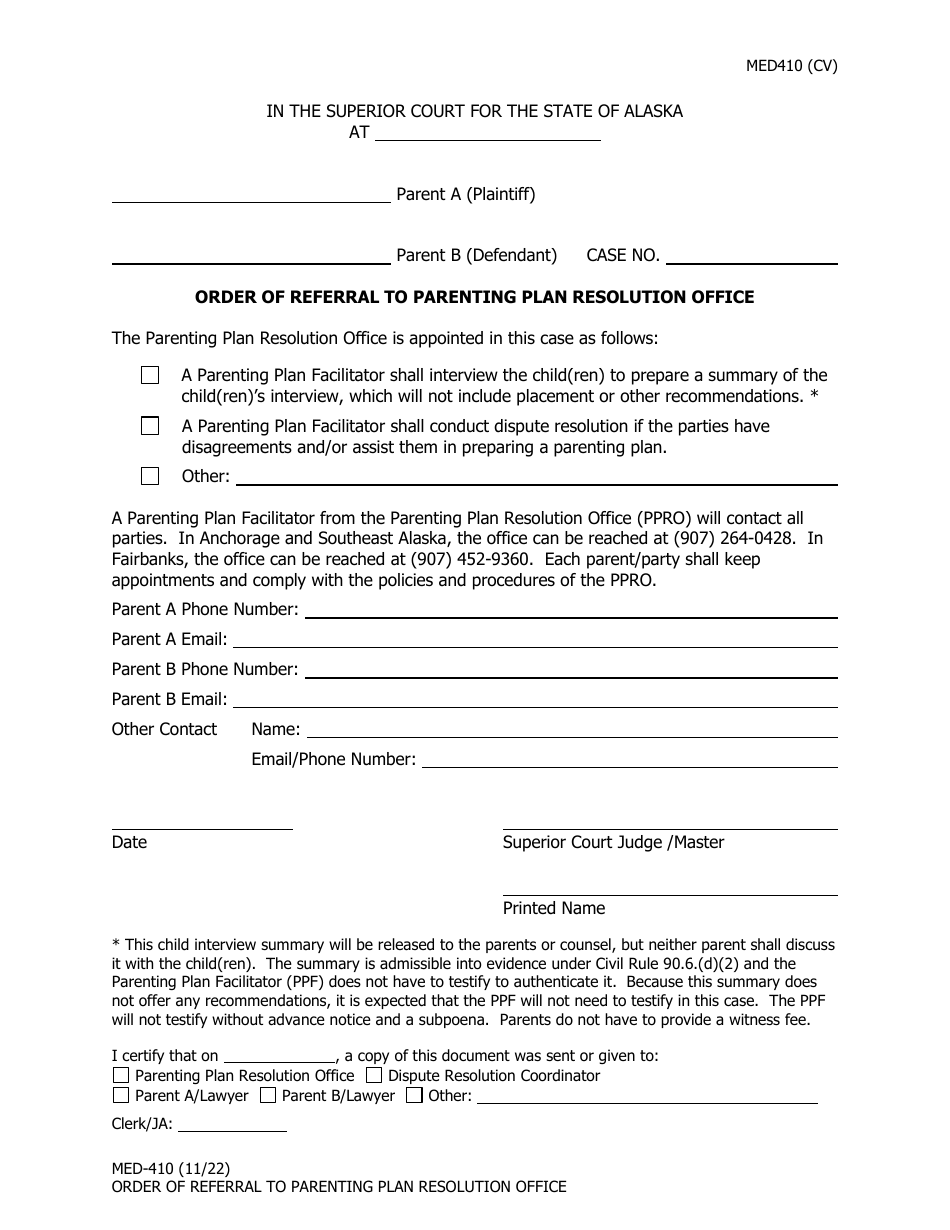 Form MED-410 - Fill Out, Sign Online and Download Fillable PDF, Alaska ...