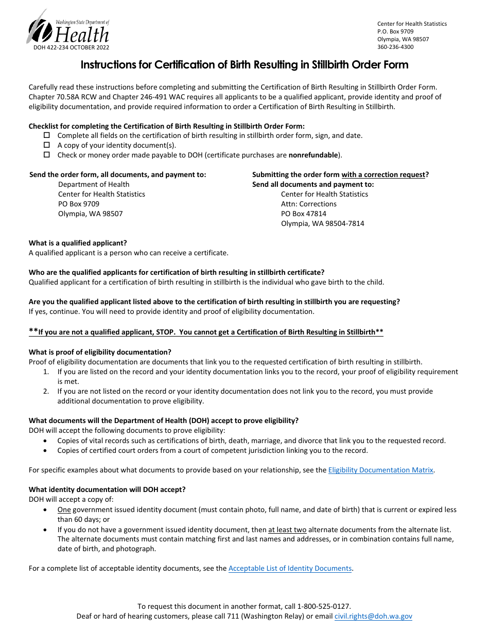 DOH Form 422-234 - Fill Out, Sign Online and Download Printable PDF ...