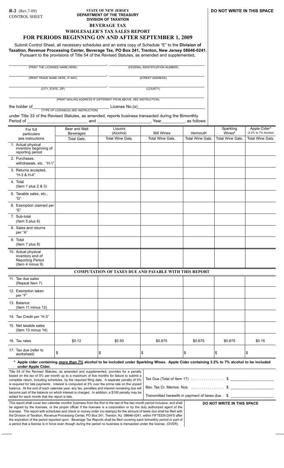Form R-2 - Fill Out, Sign Online and Download Fillable PDF, New Jersey ...