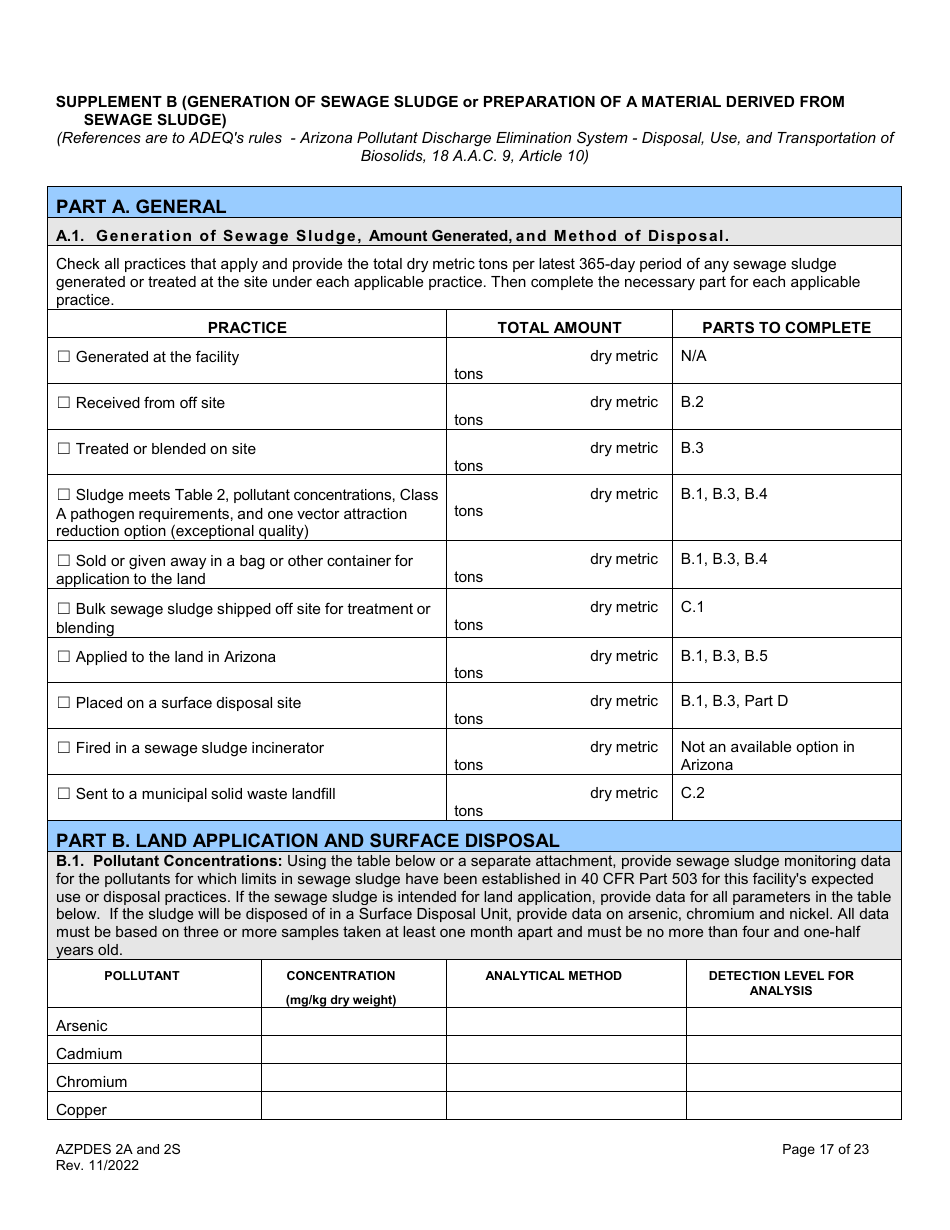ADEQ Form 2A/2S Download Fillable PDF or Fill Online Arizona Pollutant ...