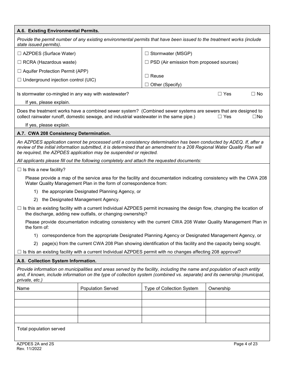 ADEQ Form 2A/2S Download Fillable PDF or Fill Online Arizona Pollutant ...
